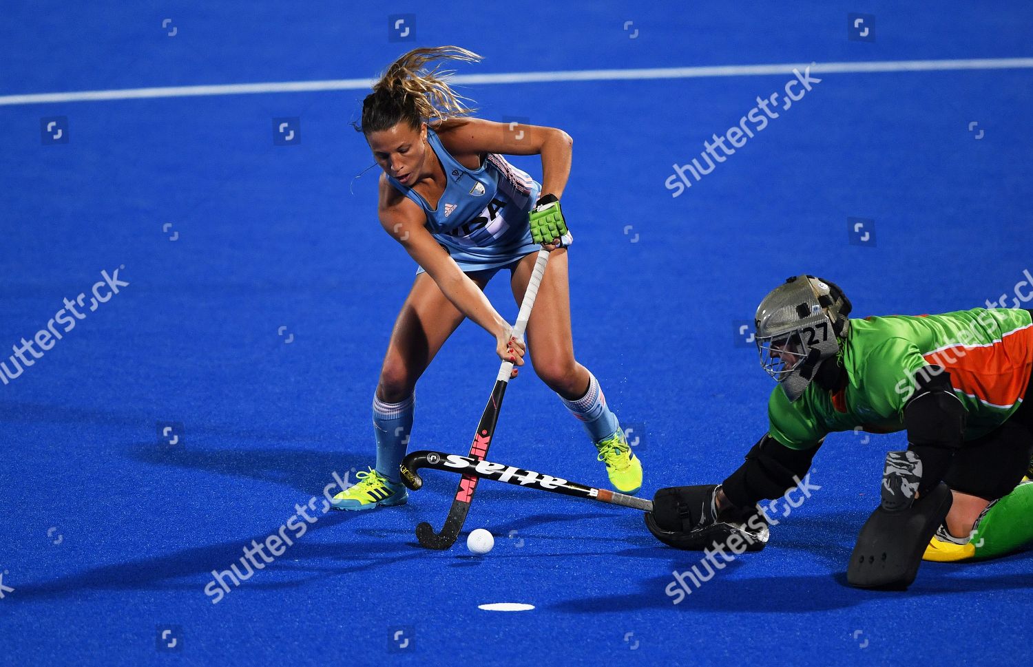 Delfina Merino Hits Stick Goalkeeper Rachael Editorial Stock Photo ...
