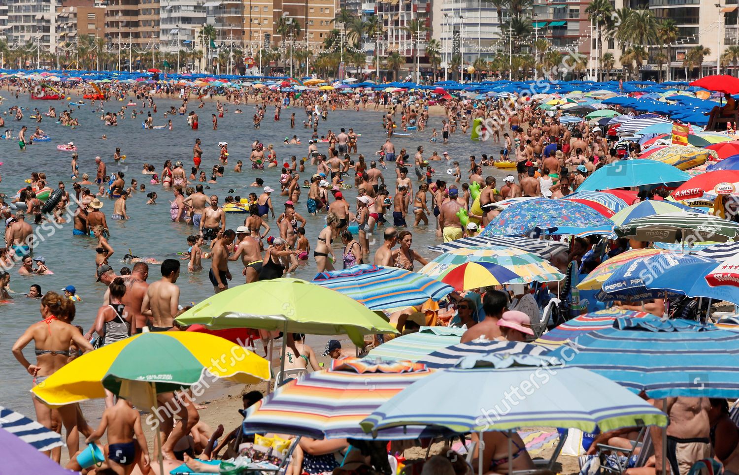 People Enjoy Sun Sea Benidorm Beach Editorial Stock Photo - Stock Image ...