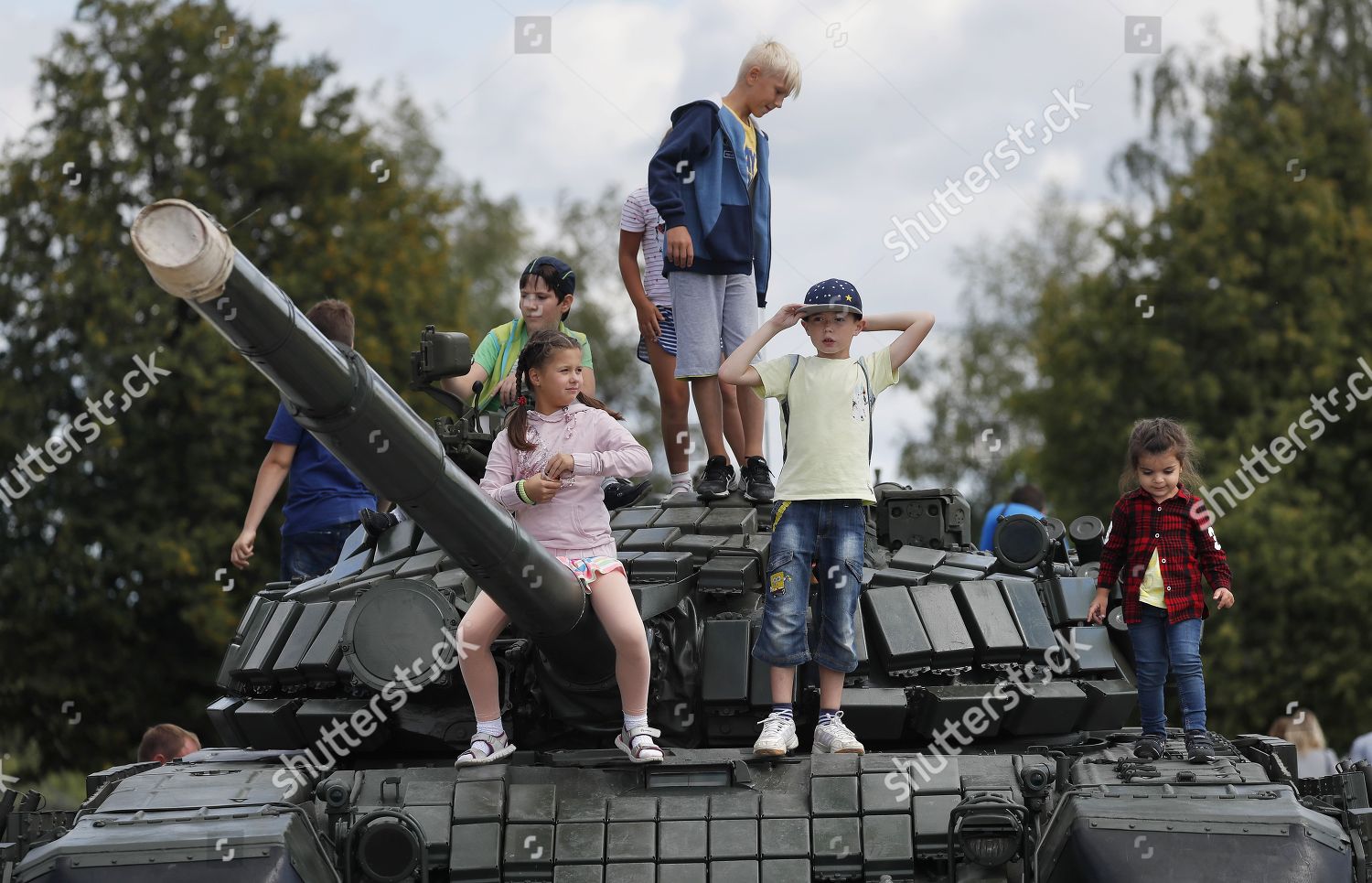 Children Climb On T72 Tank During Editorial Stock Photo - Stock Image ...