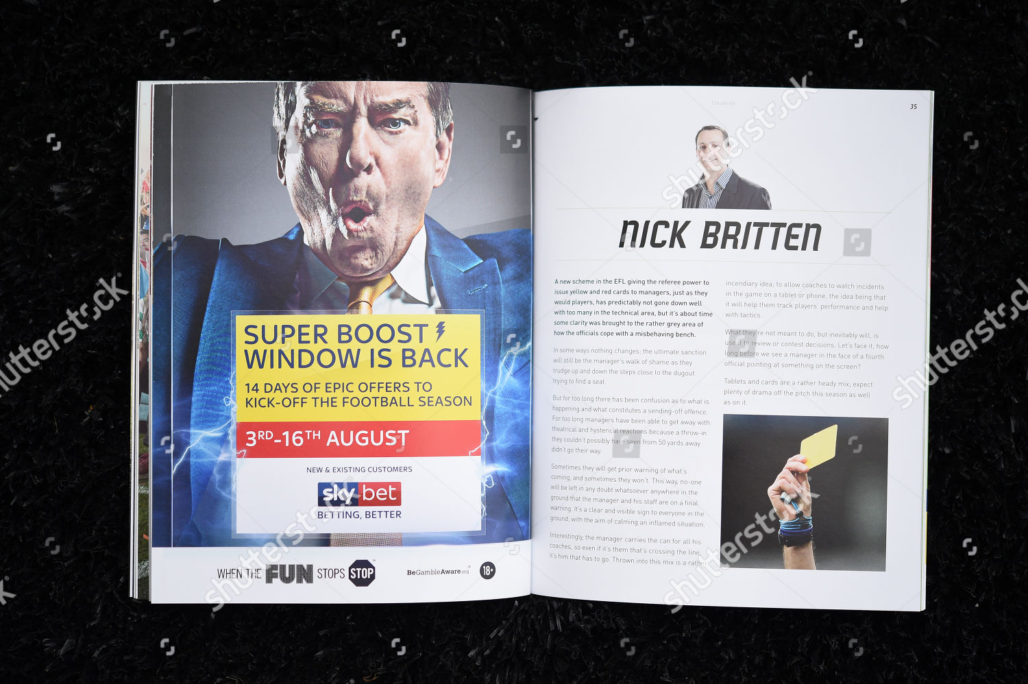 Sky Bet Advert Matchday Programme Editorial Stock Photo - Stock Image ...