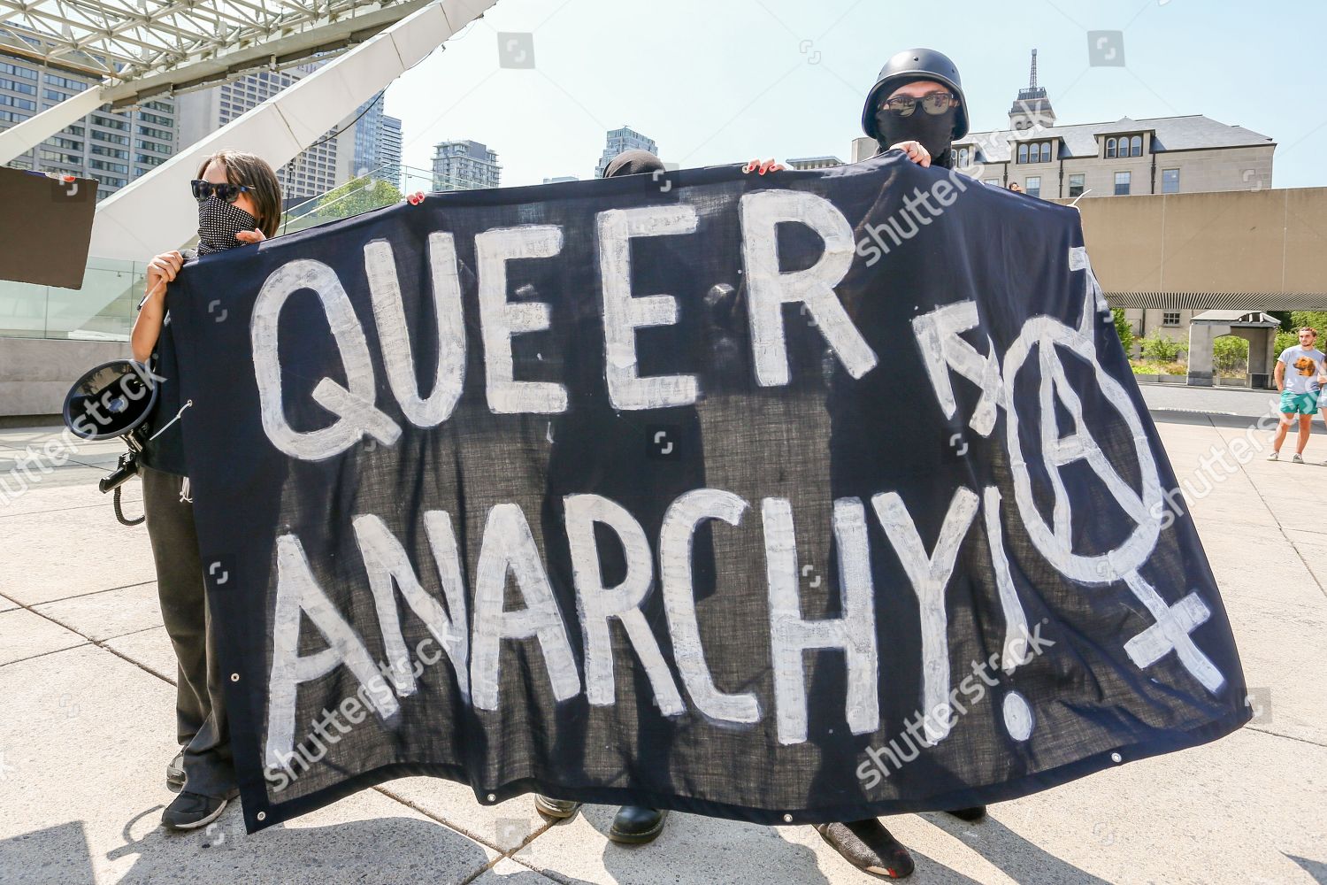 Masked Antifa Members Holding Banner That Editorial Stock Photo - Stock ...