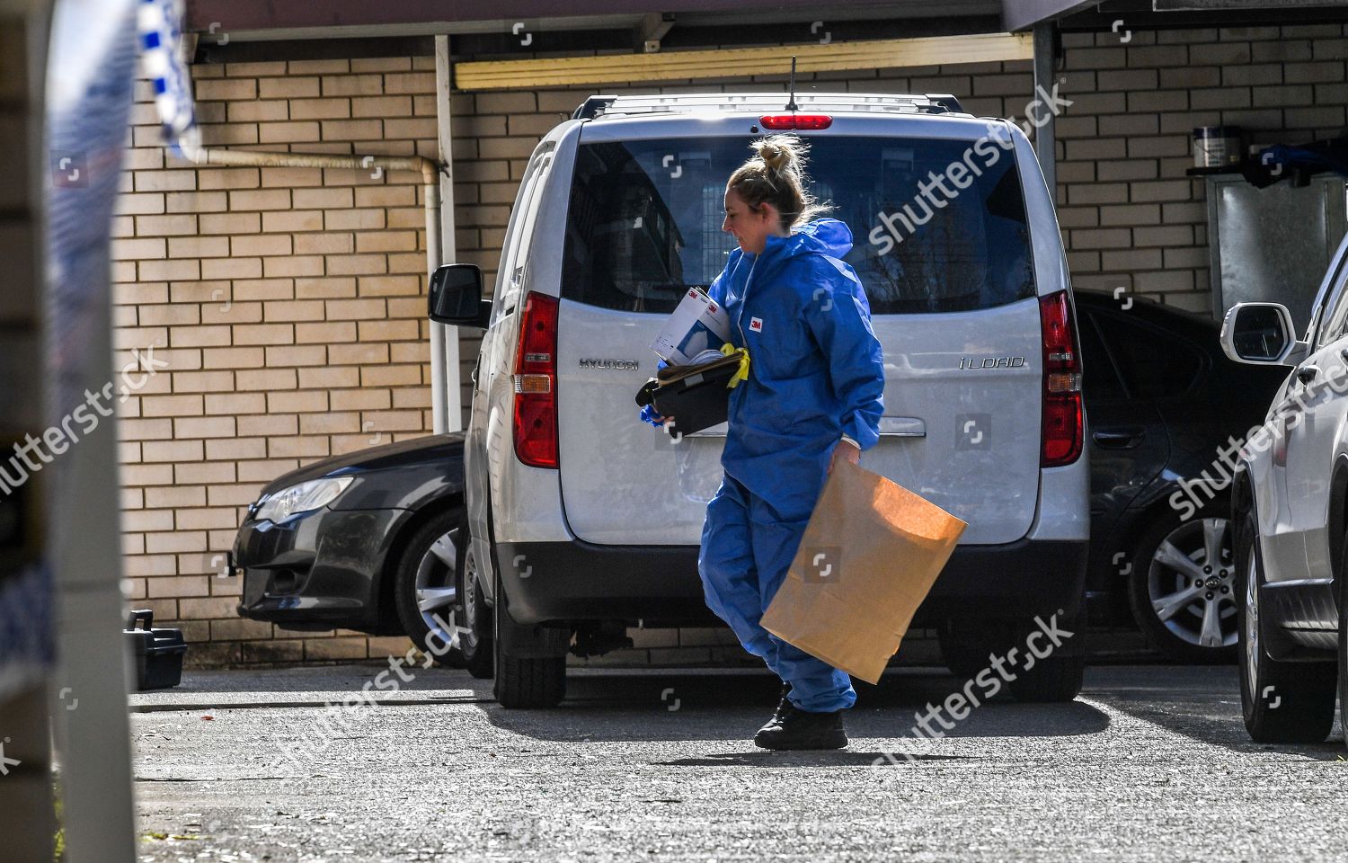 Police Officer Works Crime Scene Block Editorial Stock Photo - Stock ...