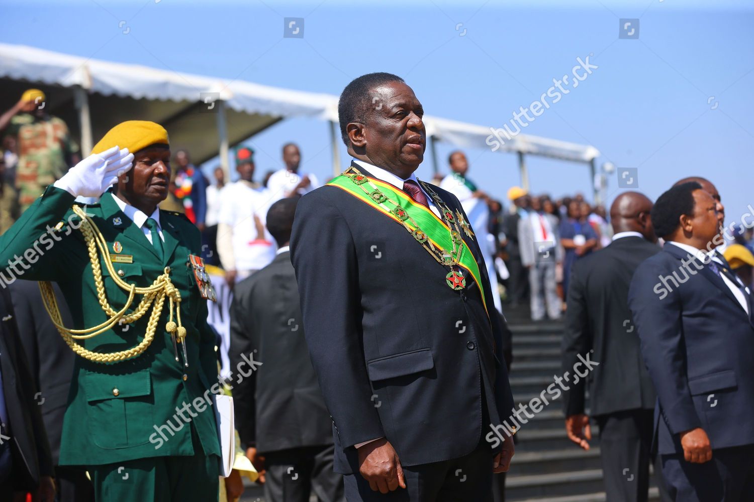 Zimbabwean President Emmerson Mnangagwa C Arrives Editorial Stock Photo ...