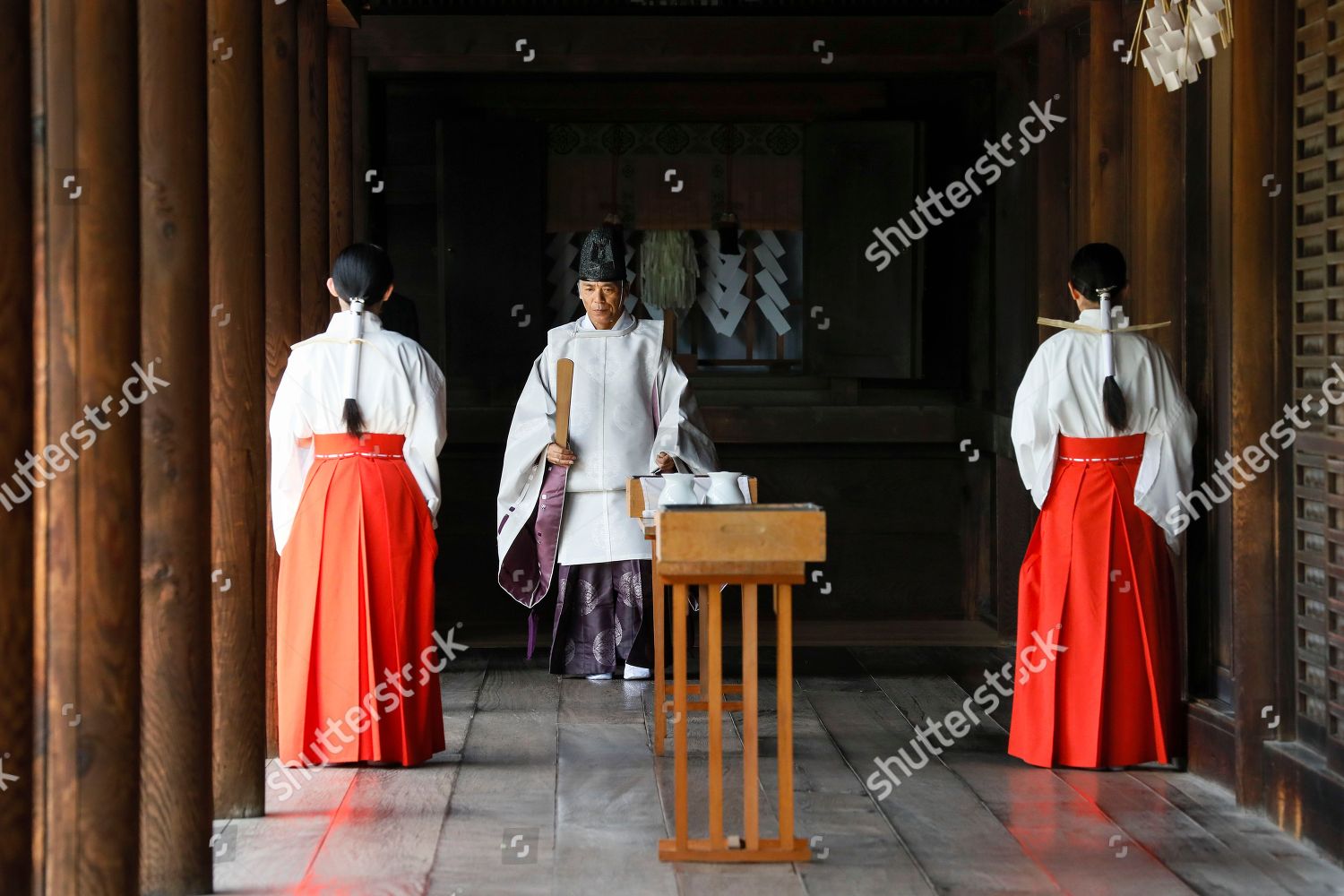 Shinto Female Attendants Prepare Assist Shinto Editorial Stock Photo - Stock Image | Shutterstock