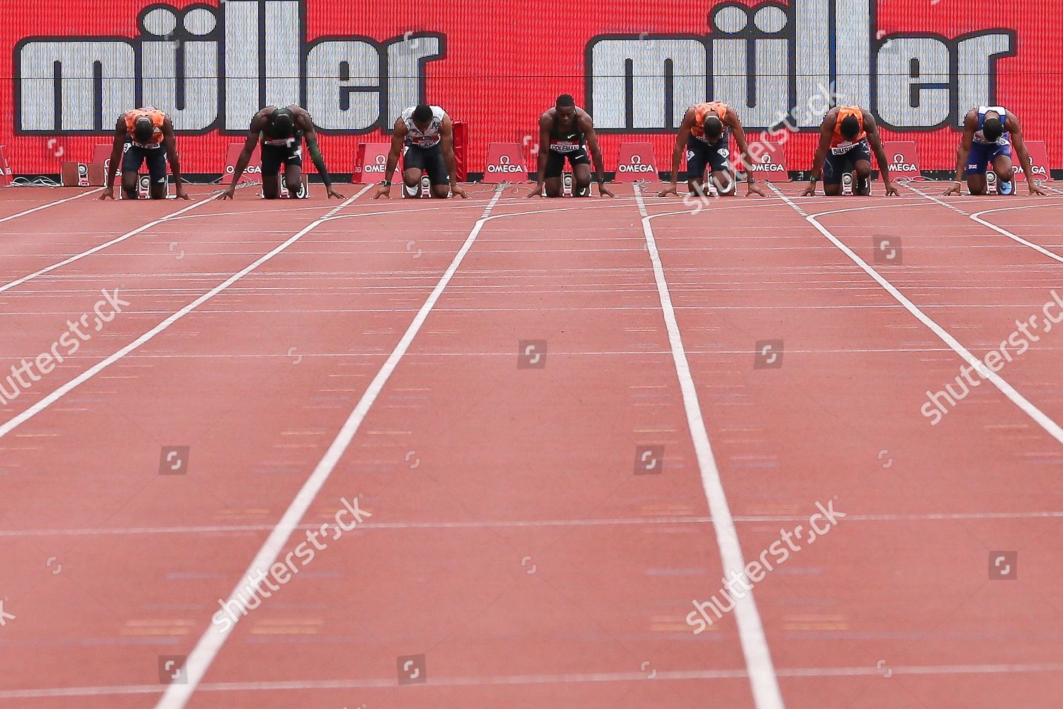 100m Mens Final Lineup Muller Grand Editorial Stock Photo - Stock Image ...