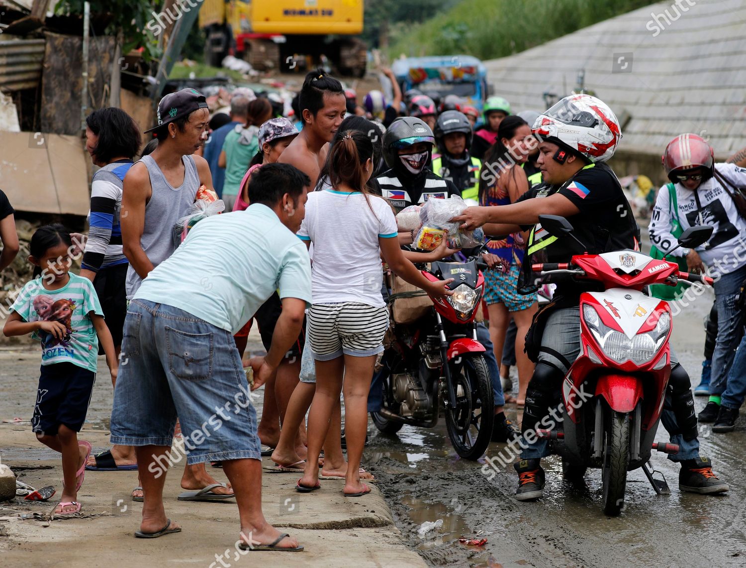 Filipino Motorcycle Riders Distribute Bag Goods Editorial Stock Photo ...