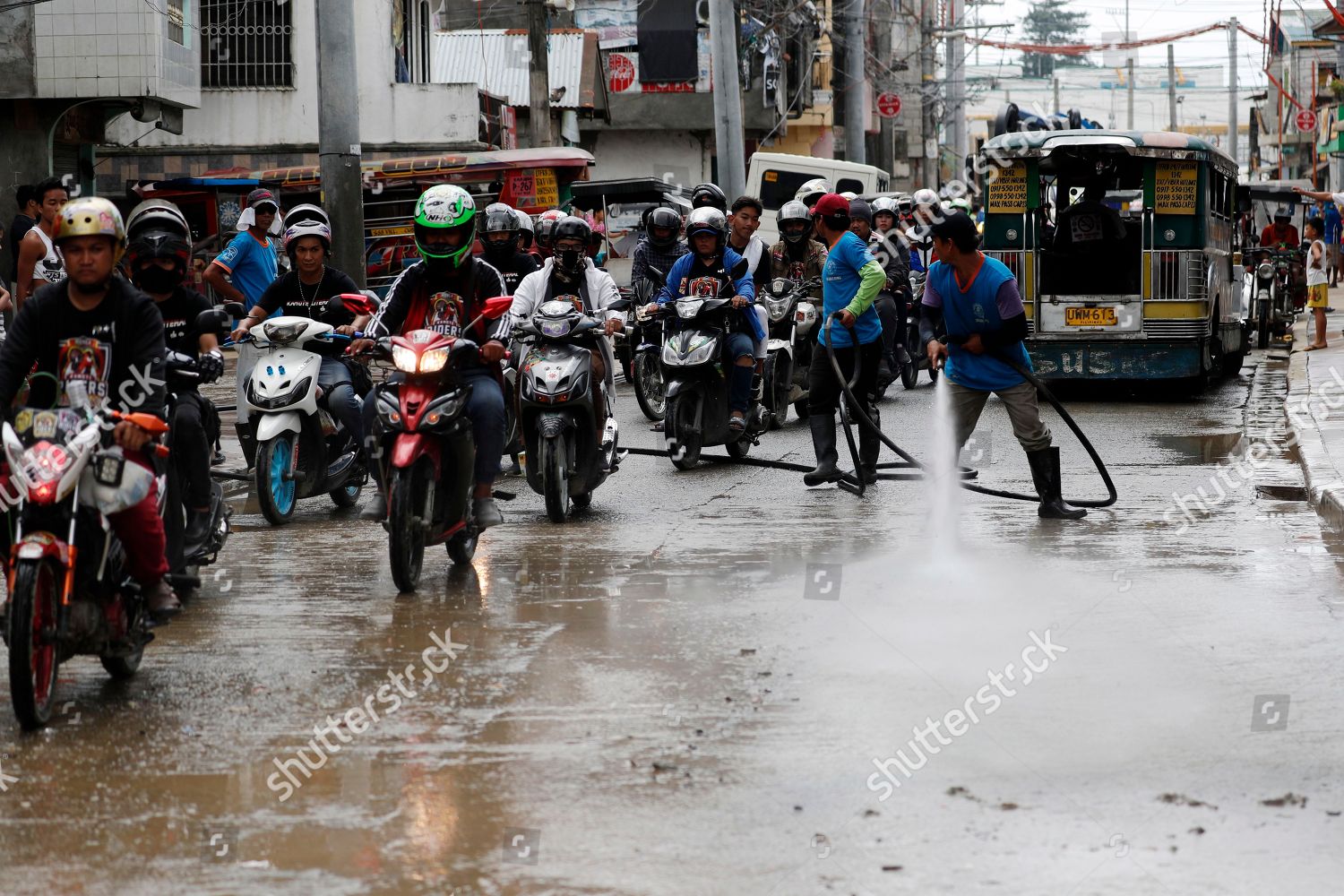 Filipino Motorcycle Riders Maneuver Next Debris Editorial Stock Photo ...