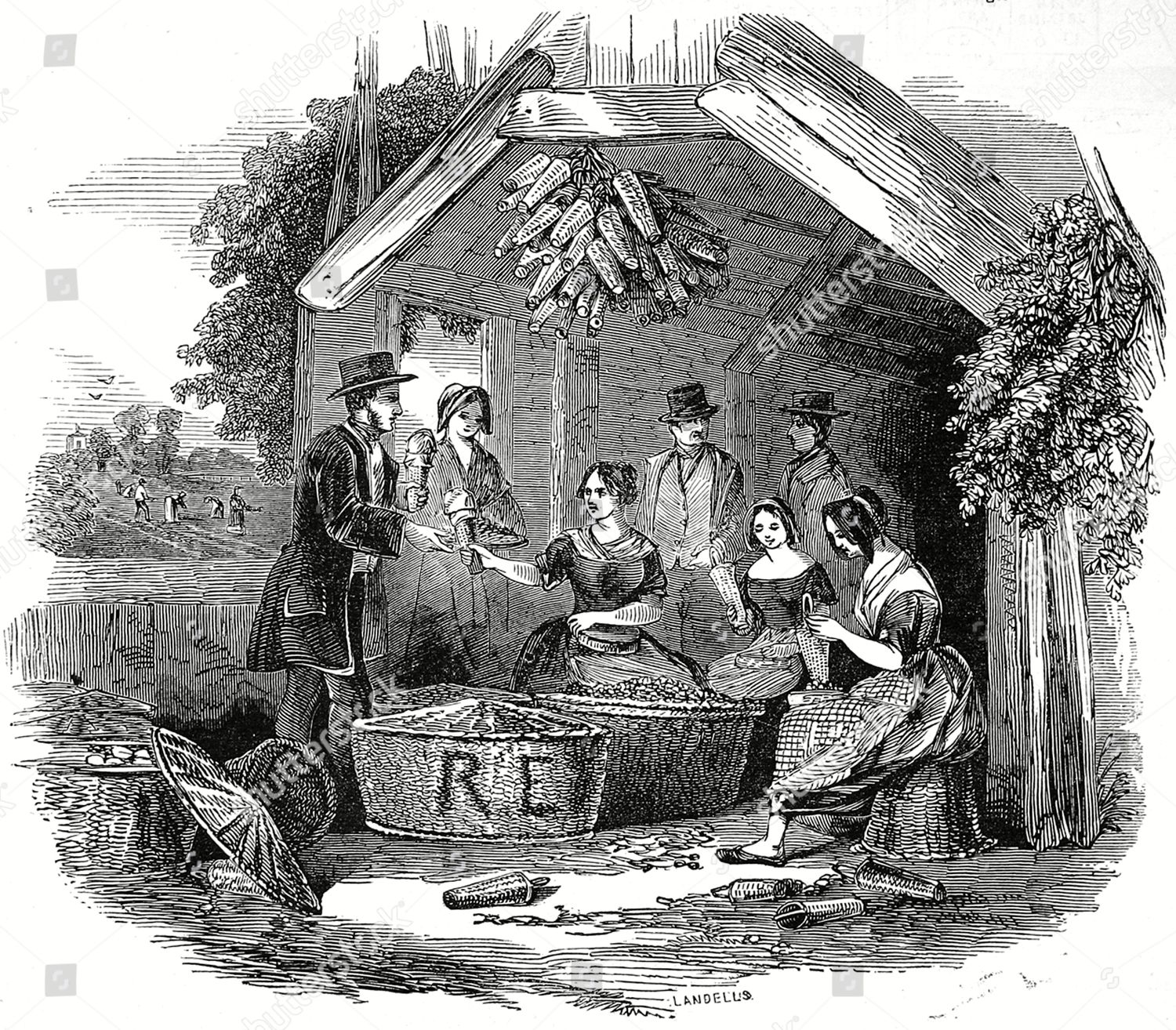 Engraving By Ebenezer Landells Showing Rural Editorial Stock Photo ...