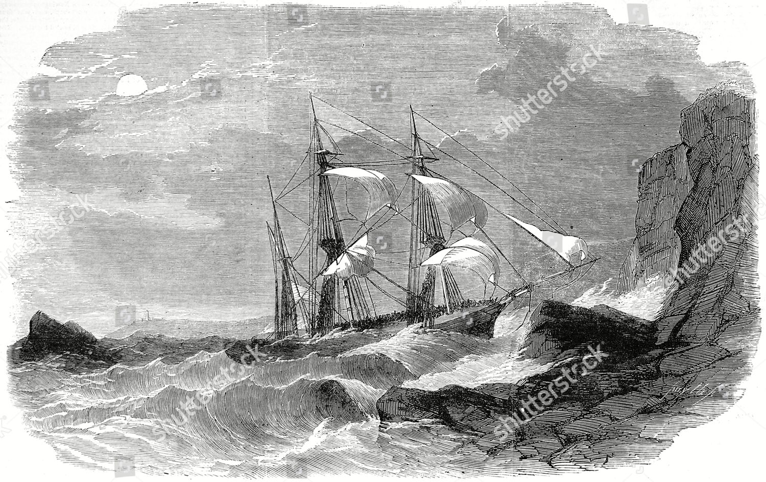 Engraving Showing Sailing Barque John Being Editorial Stock Photo ...