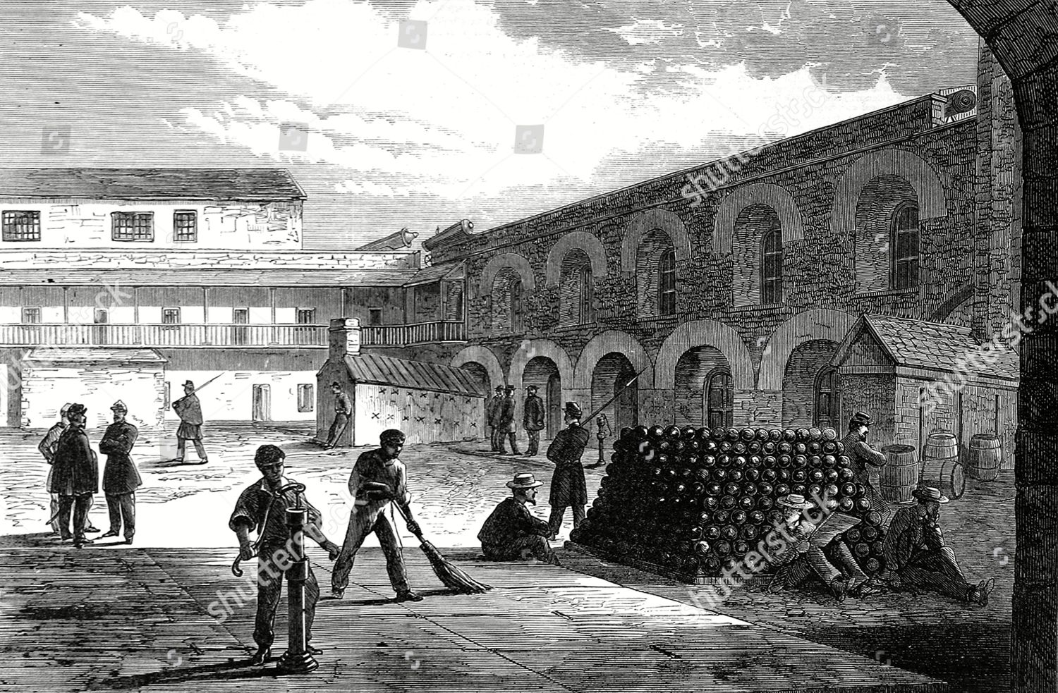 Engraving Showing Interior Fort Lafayette New Editorial Stock Photo ...