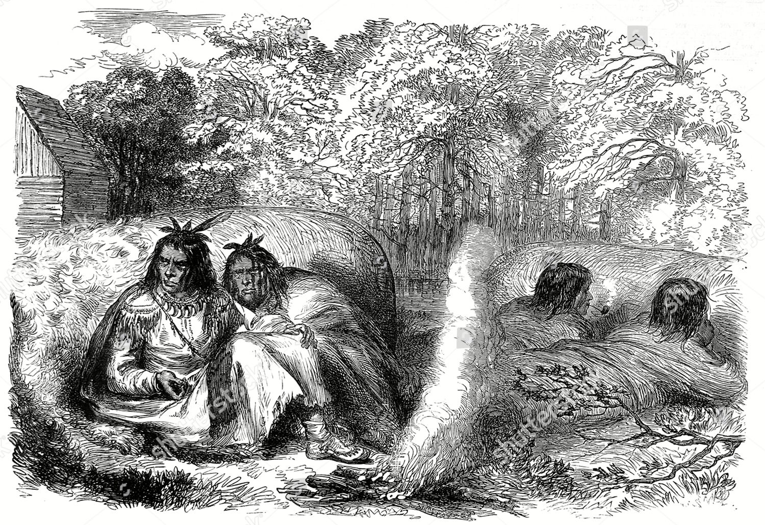 Illustration Showing Group Ojibway Indians Red Editorial Stock Photo ...