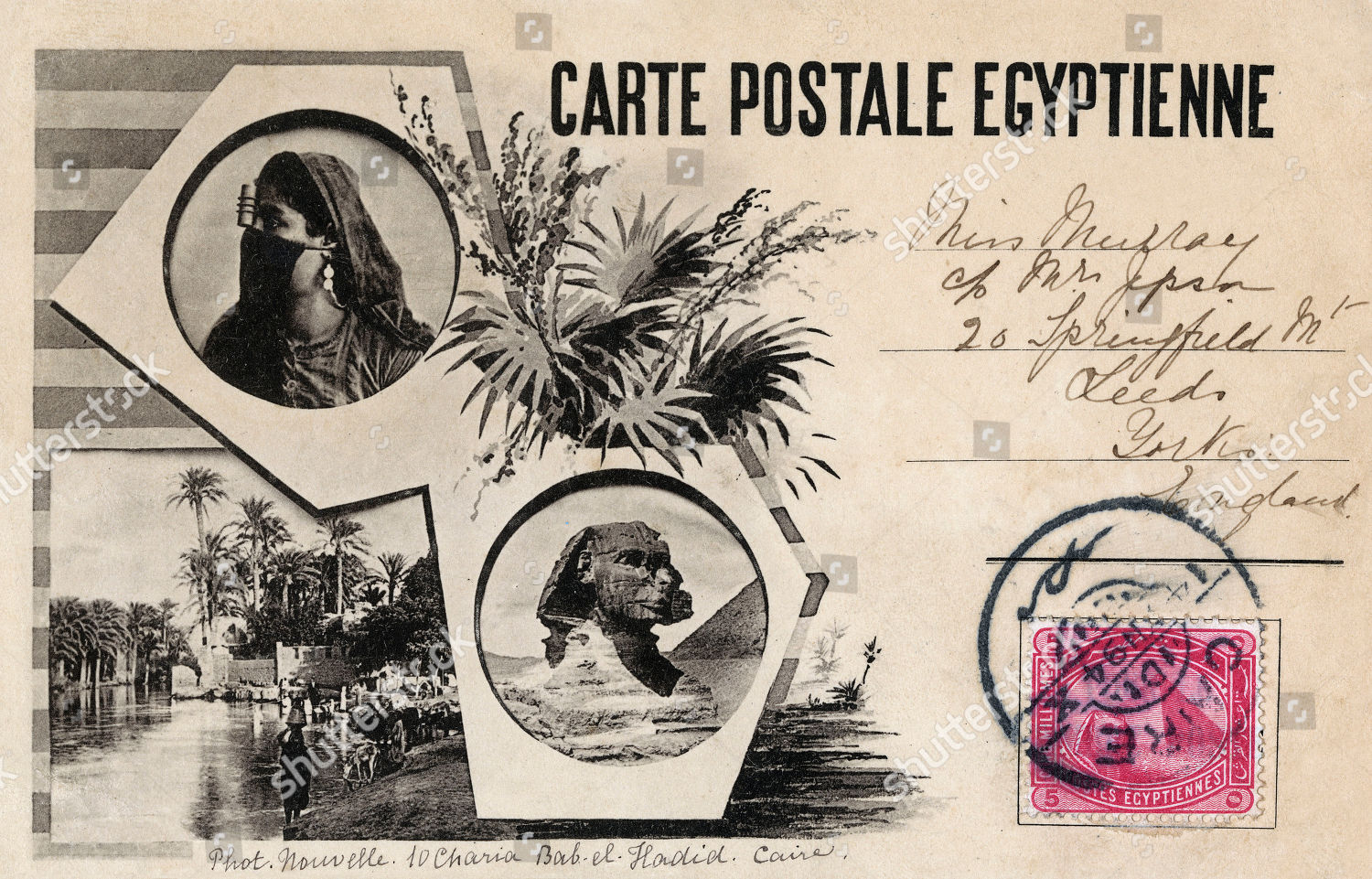Early Pictorial Egyptian Souvenir Postcard Featuring Editorial Stock ...