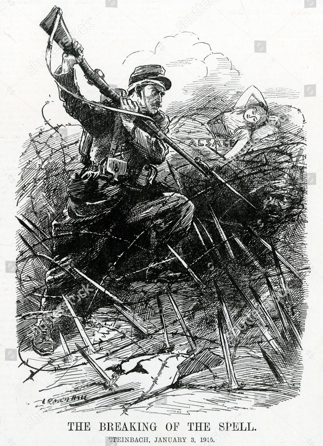 Ww1 Illustration Representing French Reclaiming Alsace Editorial Stock ...