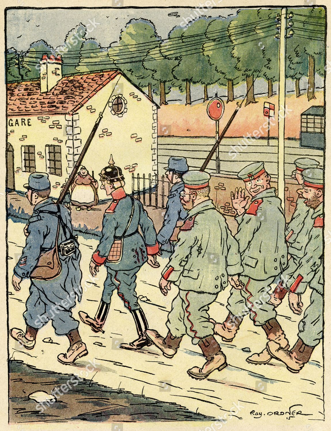 Cartoon German Prisoners War Marching Along Editorial Stock Photo ...