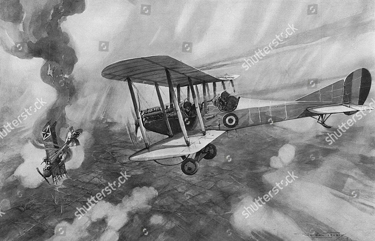 British Scouting Biplane Attacked By Machine Editorial Stock Photo ...