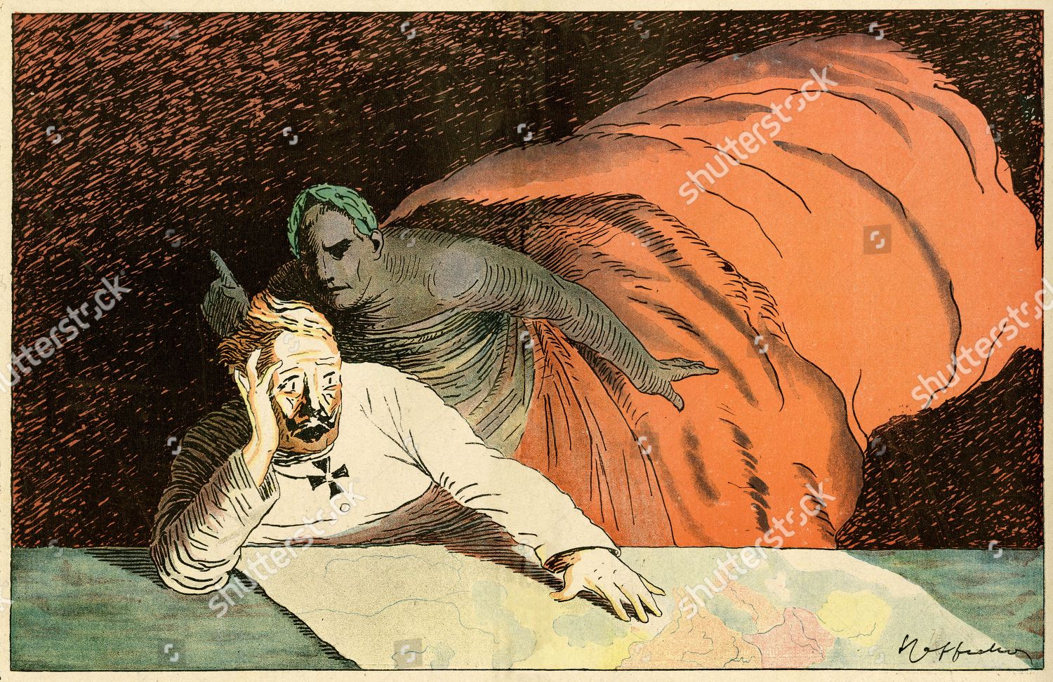 Cartoon Vision Kaiser Wilhelm Sits Looking Editorial Stock Photo ...