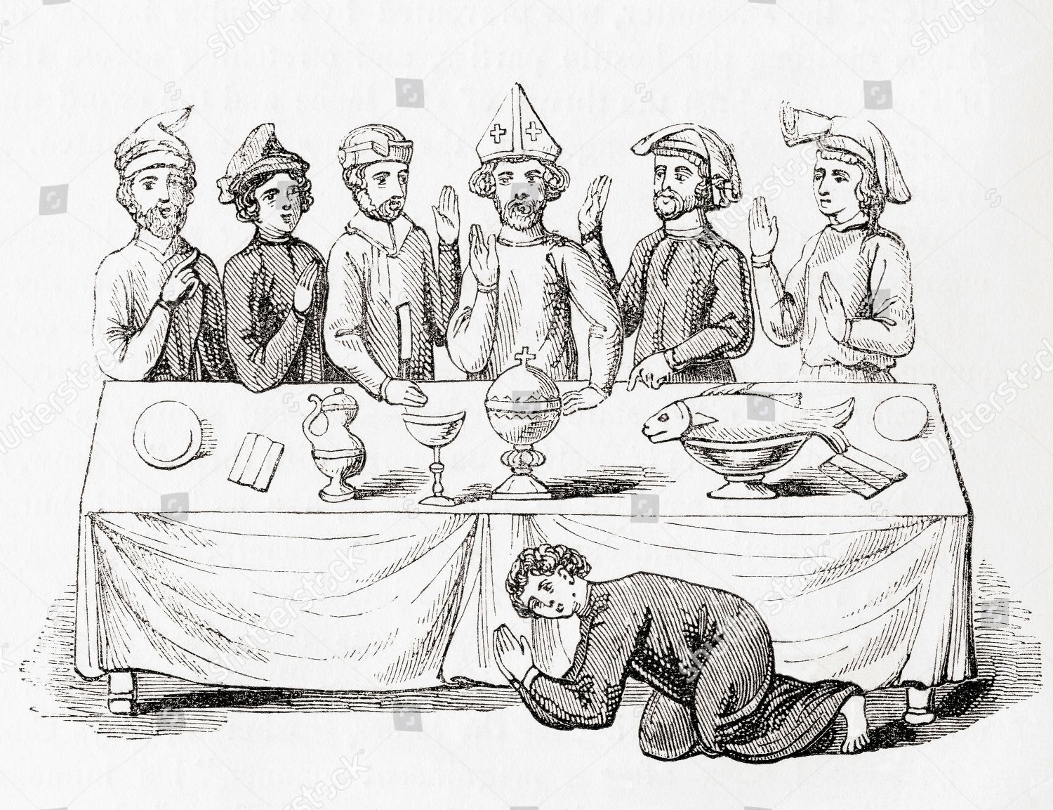 Saying Grace Before Meal Middle Ages Editorial Stock Photo - Stock ...