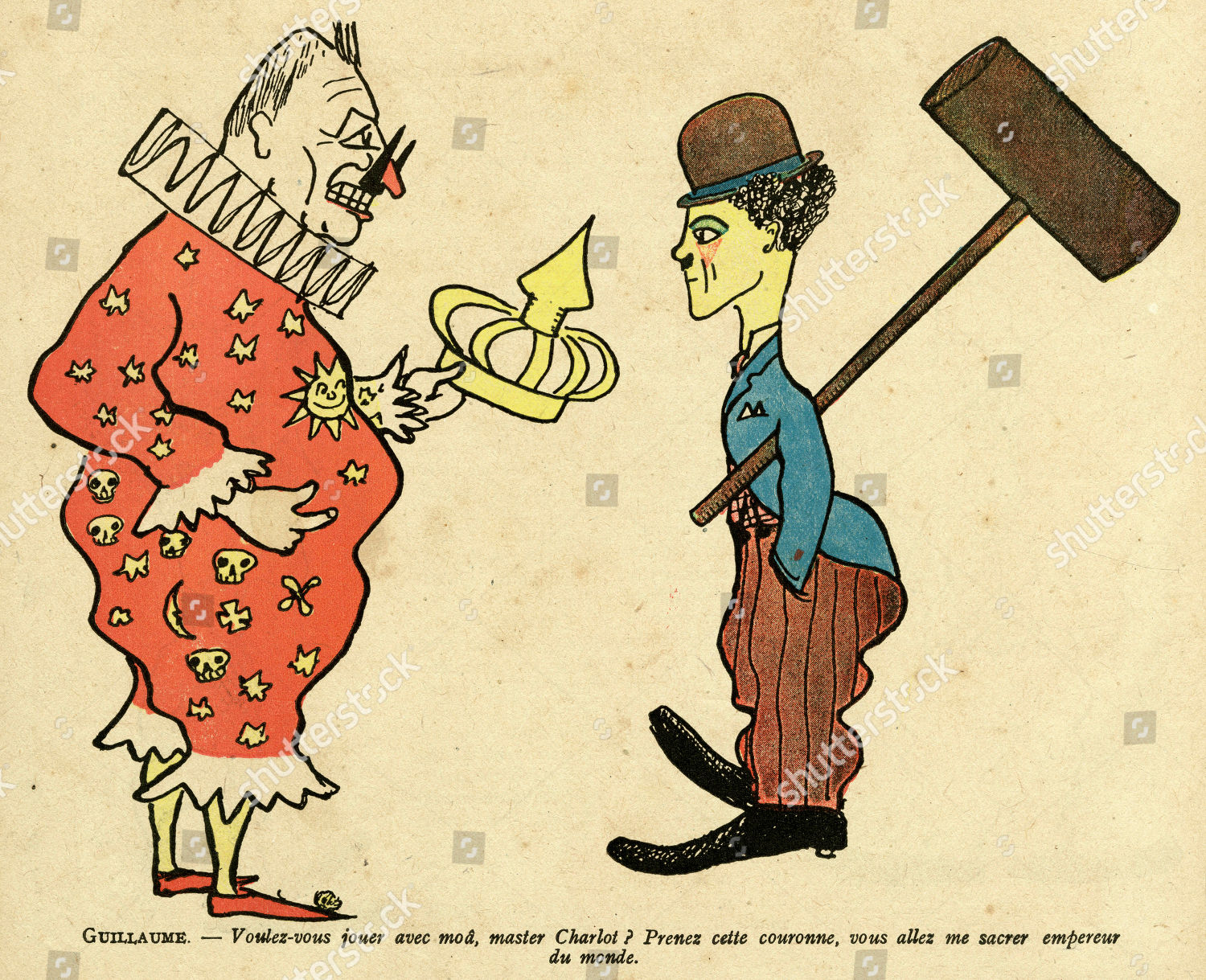 Cartoon Kaiser Wilhelm Charlot Charlie Chaplin Editorial Stock Photo ...