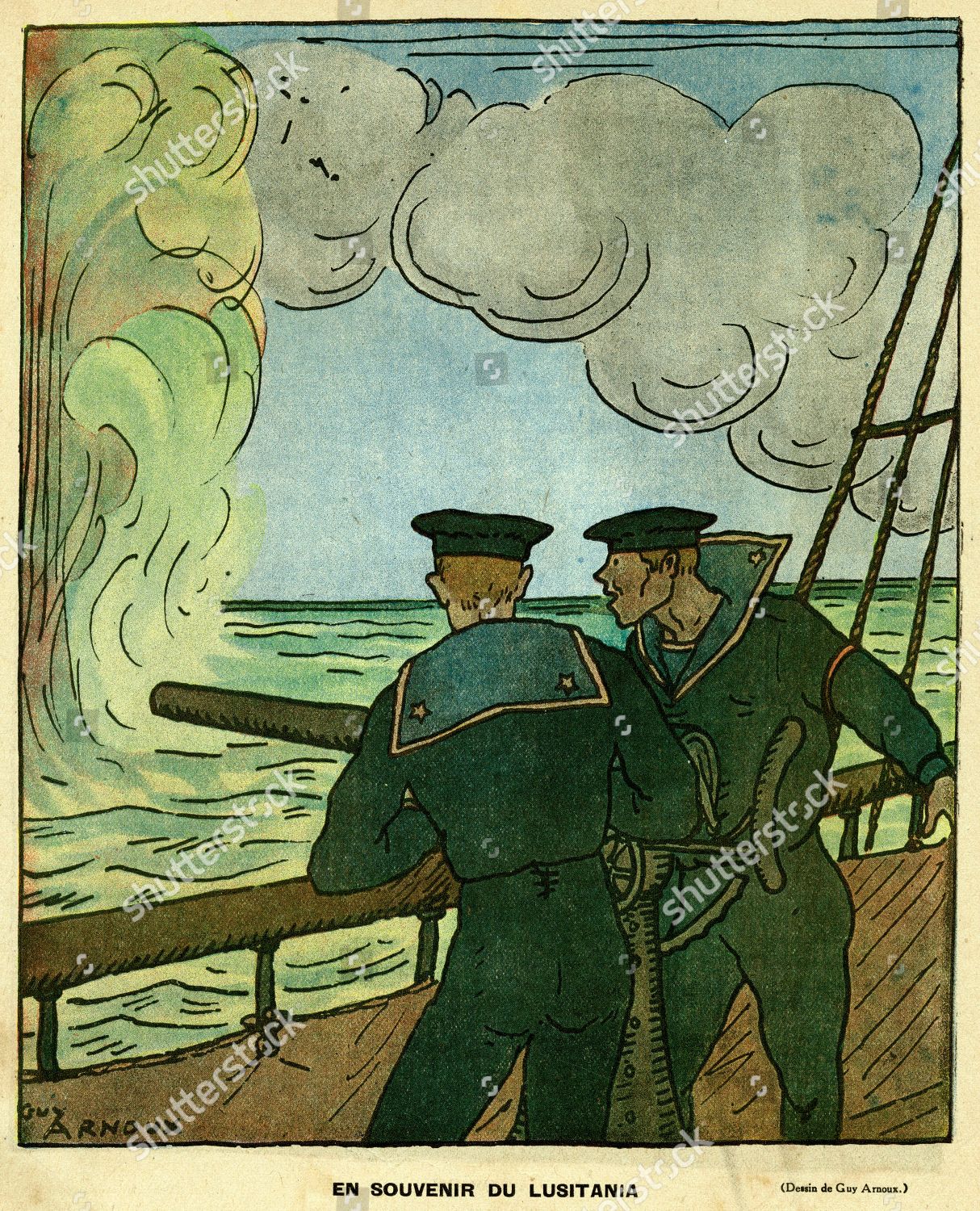 Cartoon Memory Lusitania Two Sailors Fire Editorial Stock Photo - Stock ...