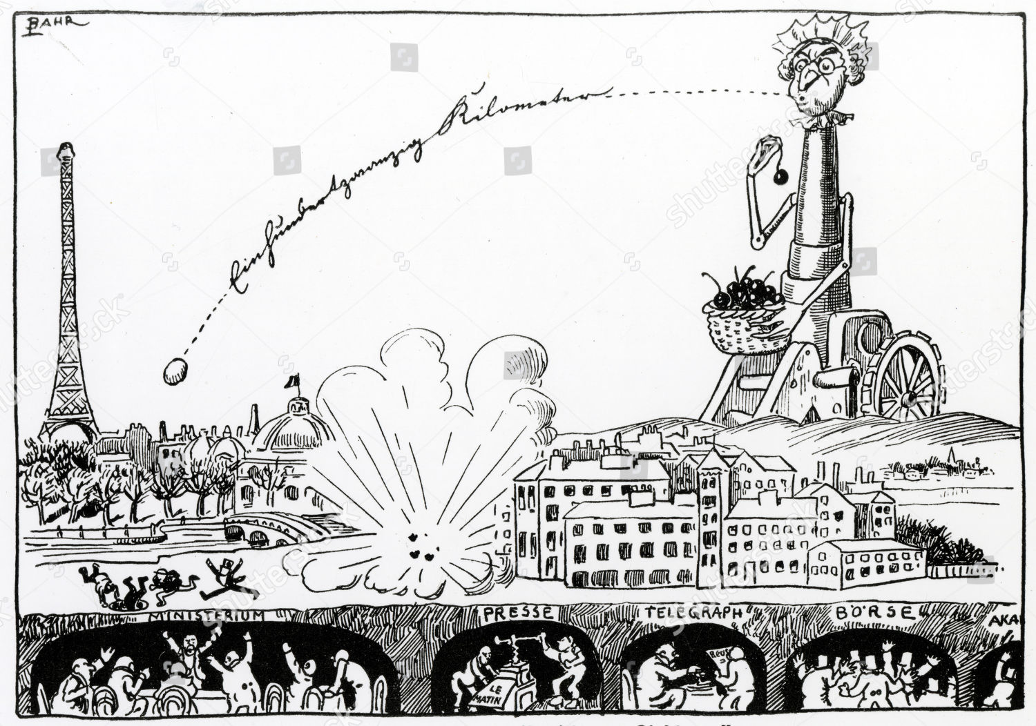 Ww1 Satirical Cartoon Illustrating German Gun Editorial Stock Photo ...