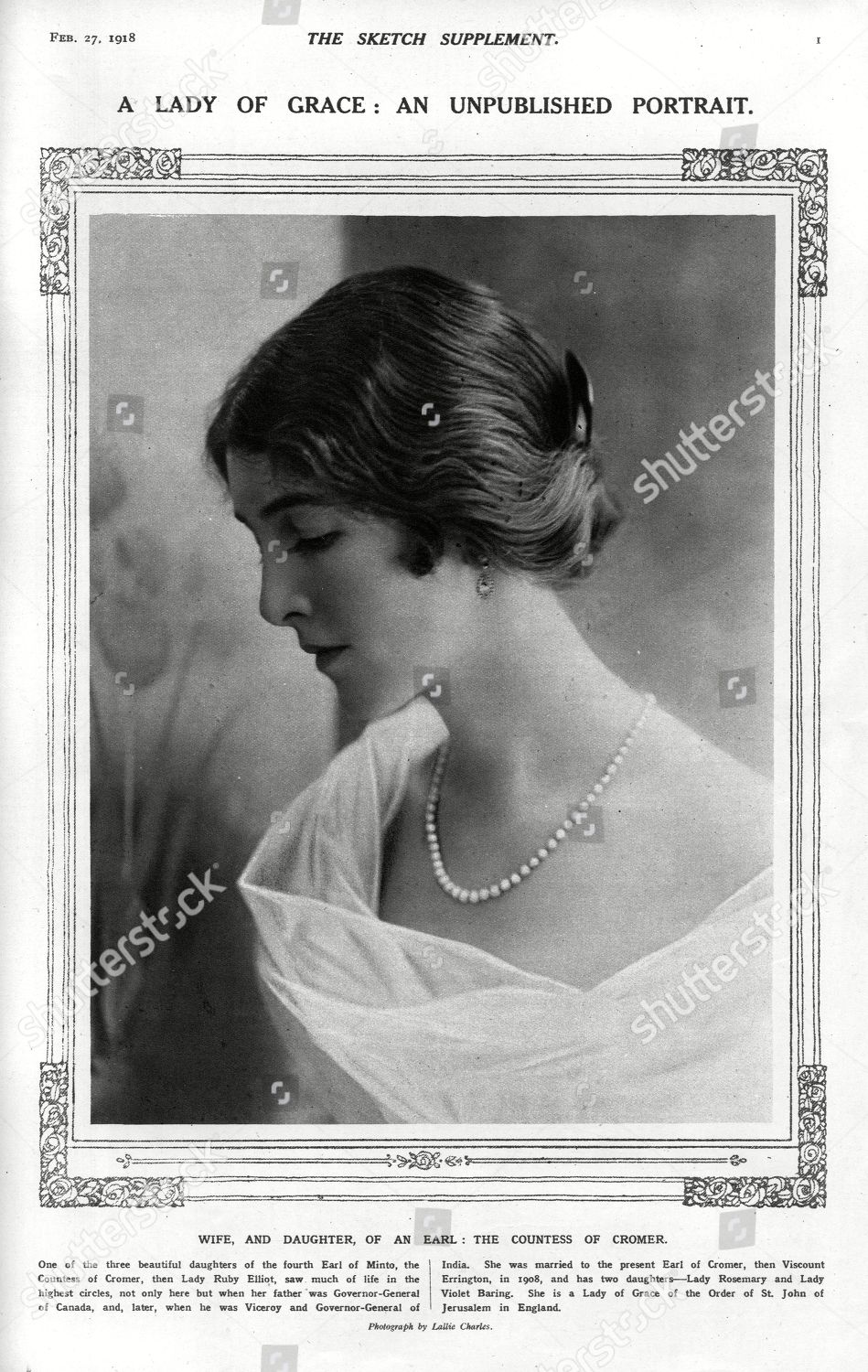 Lady Cromer Formerly Lady Ruby Elliott Editorial Stock Photo - Stock ...