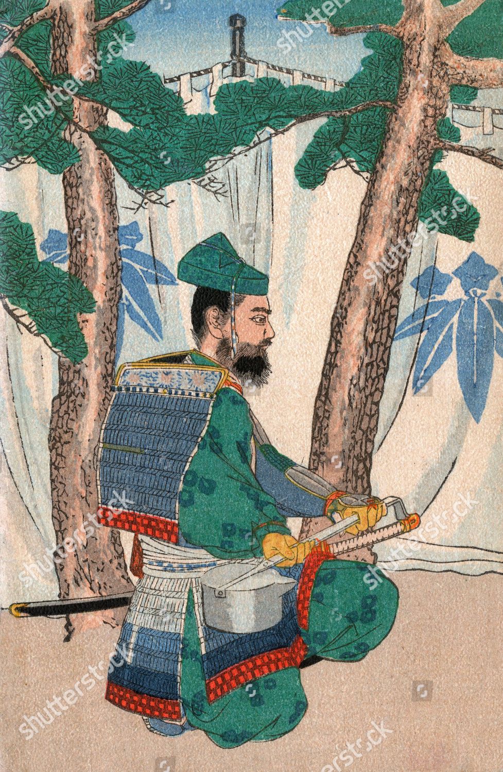 Medieval Japanese Warrior Samurai Celebrating Victory Editorial Stock ...