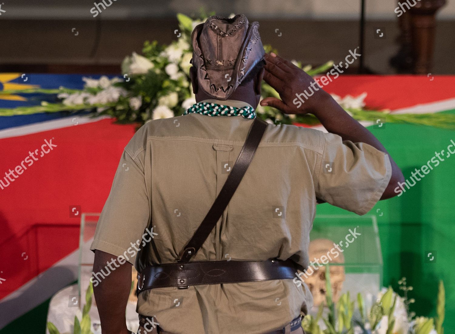 Man Salutes Human Skulls Displayed Ceremony Editorial Stock Photo ...