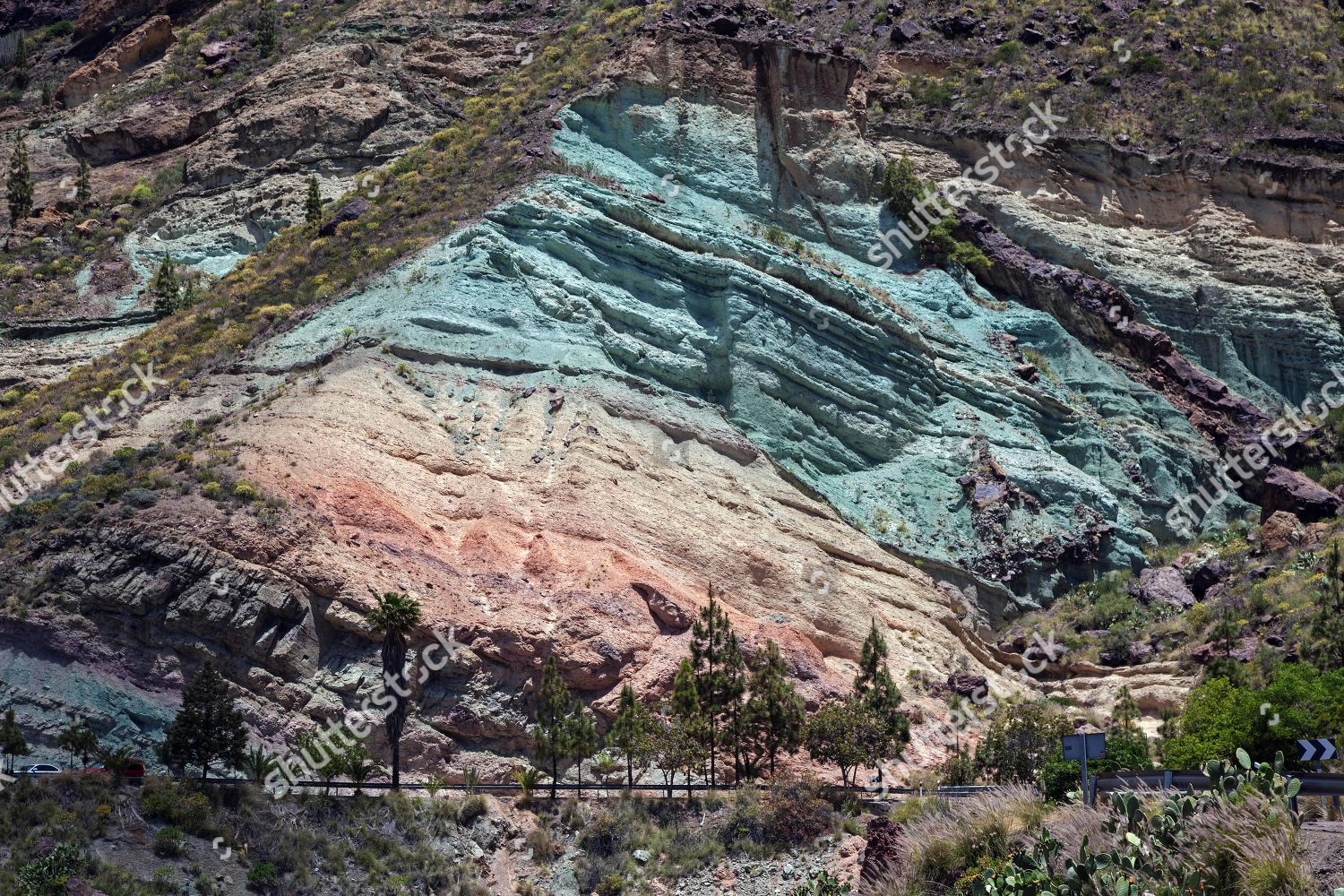 Turquoise Colored Rock Layer Los Azulejos Editorial Stock Photo - Stock ...