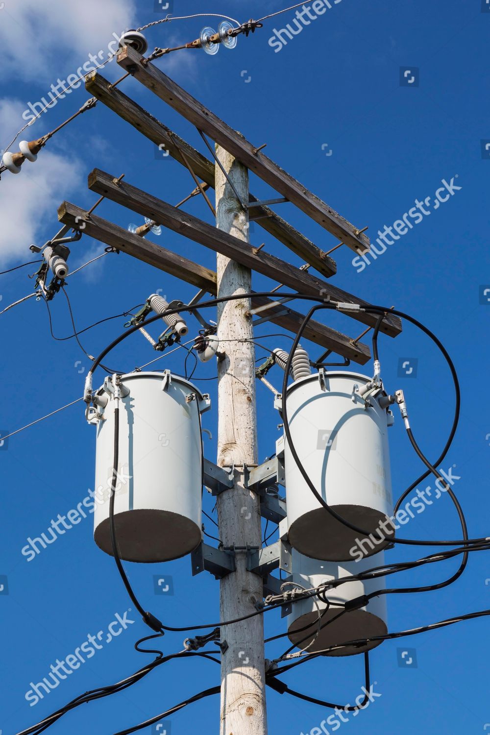Electricity Transformers Transmission Cables Wires Mounted Editorial ...