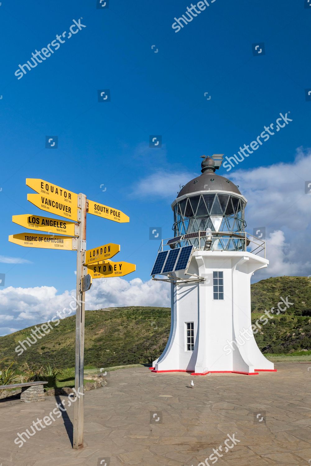 Lighthouse Signposts Cape Reinga Northland North Editorial Stock Photo ...