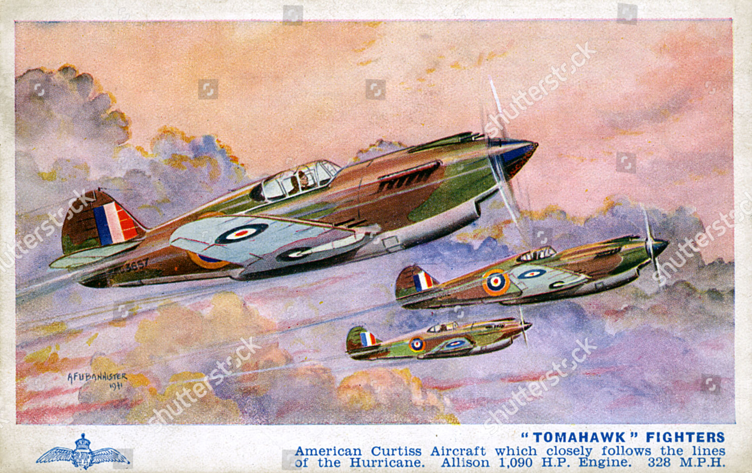 Curtiss Tomahawk Fighter Aircraft Raf Painting Editorial Stock Photo ...