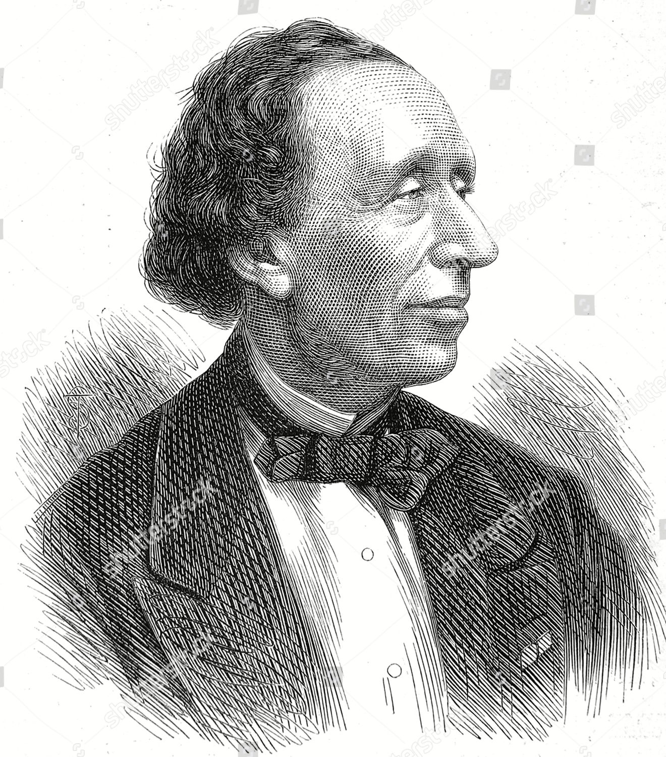 Engraved Portrait Hans Christian Andersen 18051875 Editorial Stock ...