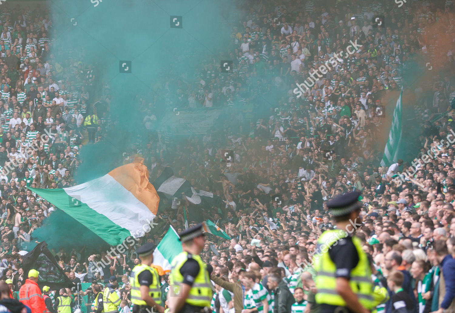 Celtic Fans Green Brigade Light Flares Editorial Stock Photo - Stock ...