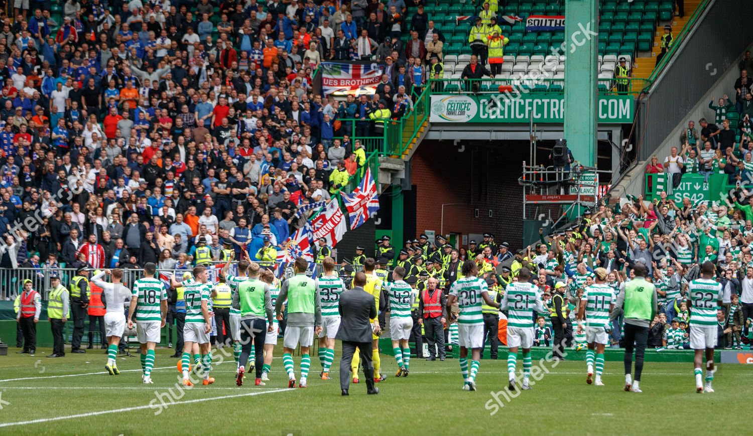 Celtic Players Celebrate Front Rangers Fans Editorial Stock Photo ...