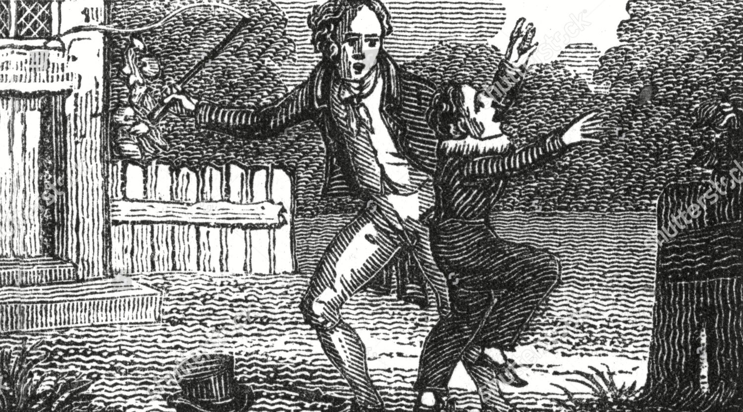 Man Beating Boy Stick C1800 Woodcut Editorial Stock Photo - Stock Image ...