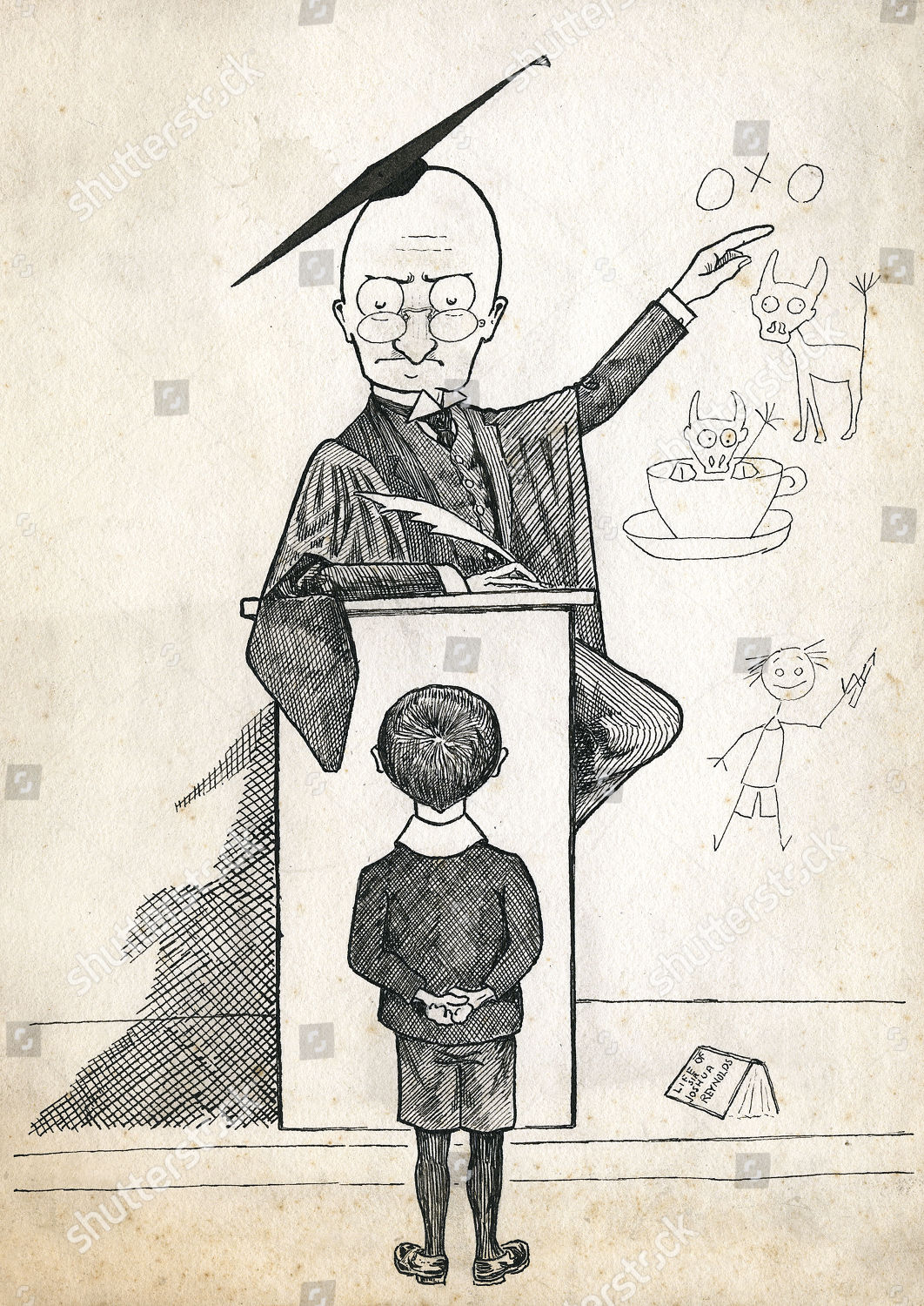 Stern Master Scolding Small Schoolboy Defacing Editorial Stock Photo ...