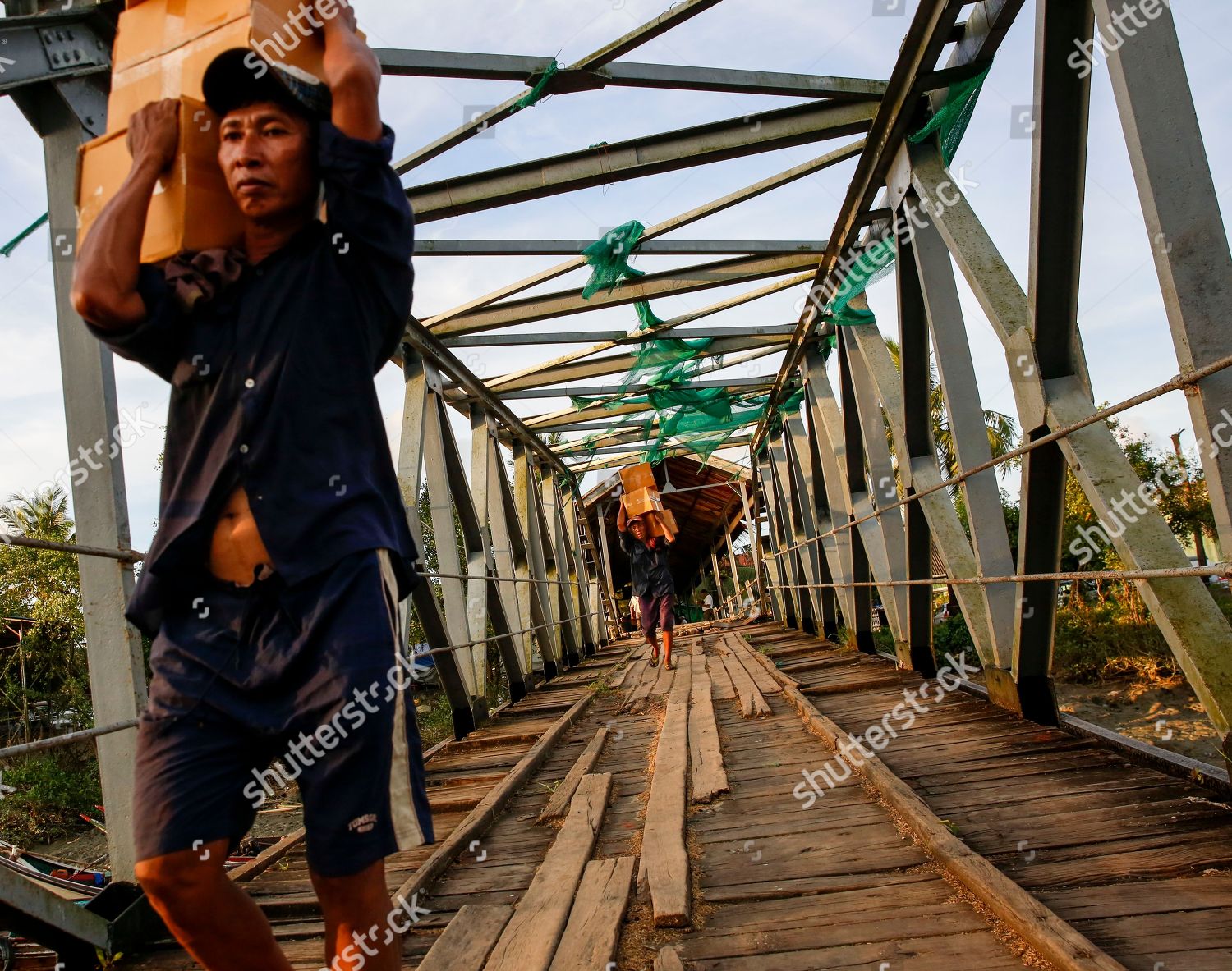 Myanmar Laborers Load Alcohol Bottles On Editorial Stock Photo - Stock ...