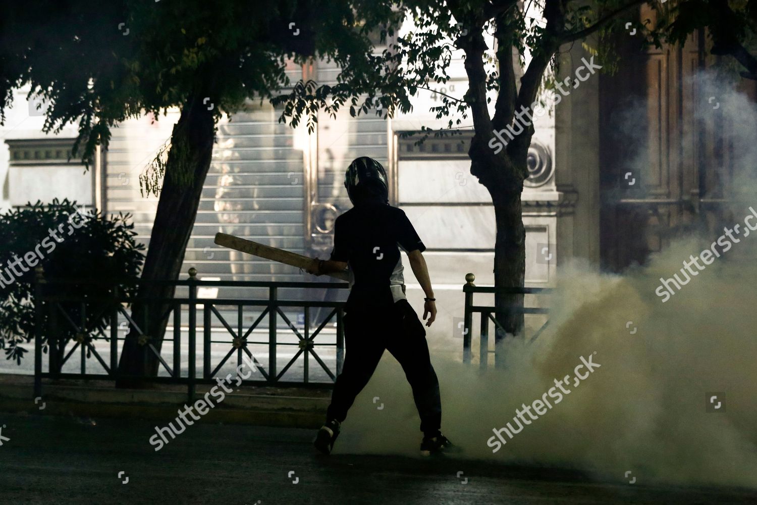 Hooded Protester Returns Tear Gas Canister Editorial Stock Photo ...