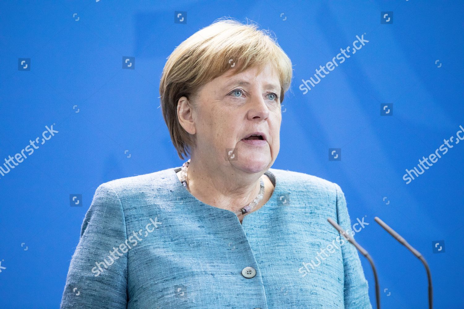 German Chancellor Angela Merkel Speaks During Editorial Stock Photo ...