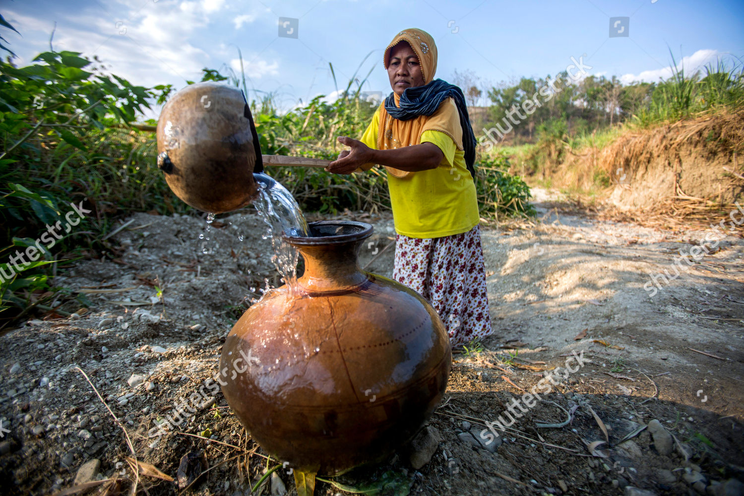 Villager Collect Water Well That Made Editorial Stock Photo - Stock ...