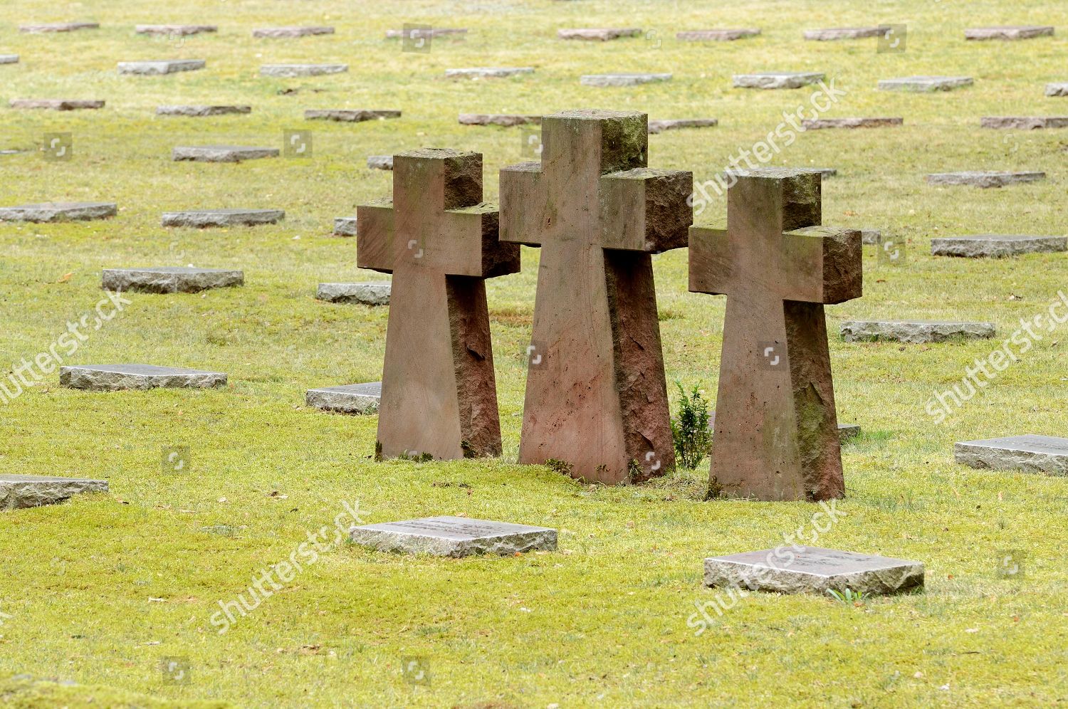 Three Stone Crosses Grave Slabs Military Editorial Stock Photo - Stock ...