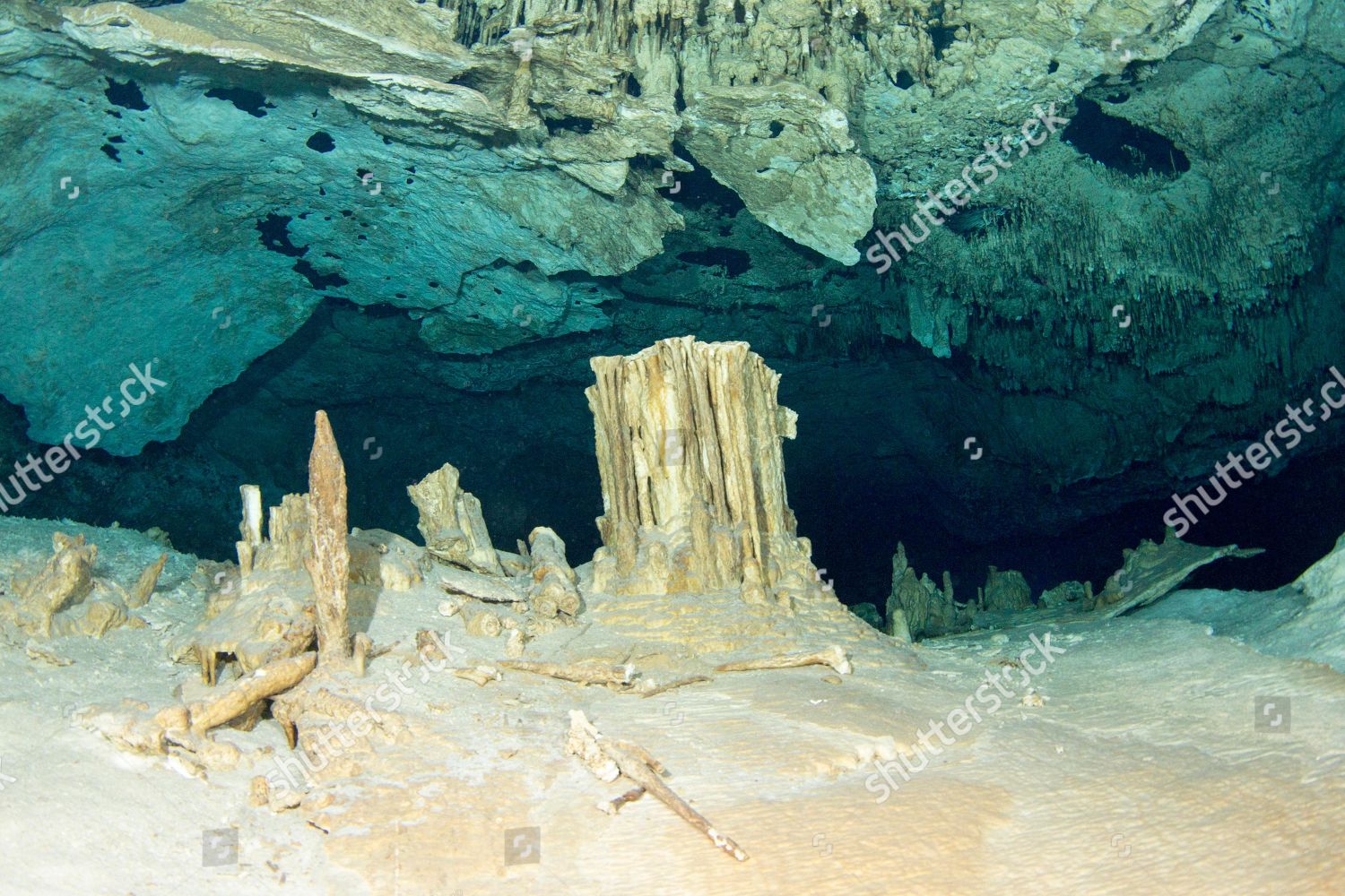 Stalagmites Underwater Cave Cenote Tajma Ha Editorial Stock Photo ...