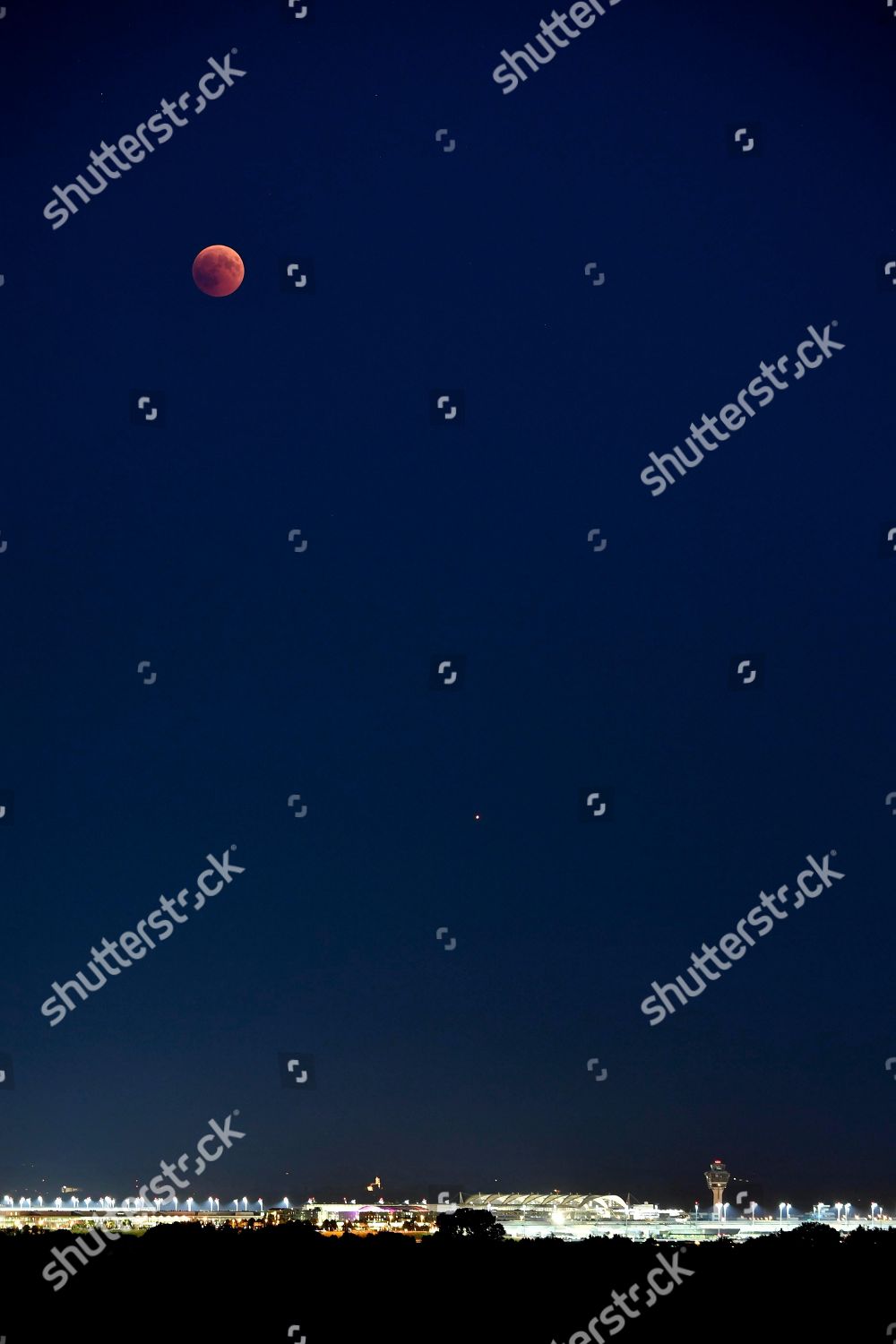 Lunar Eclipse Blood Moon Mars Above Editorial Stock Photo - Stock Image ...