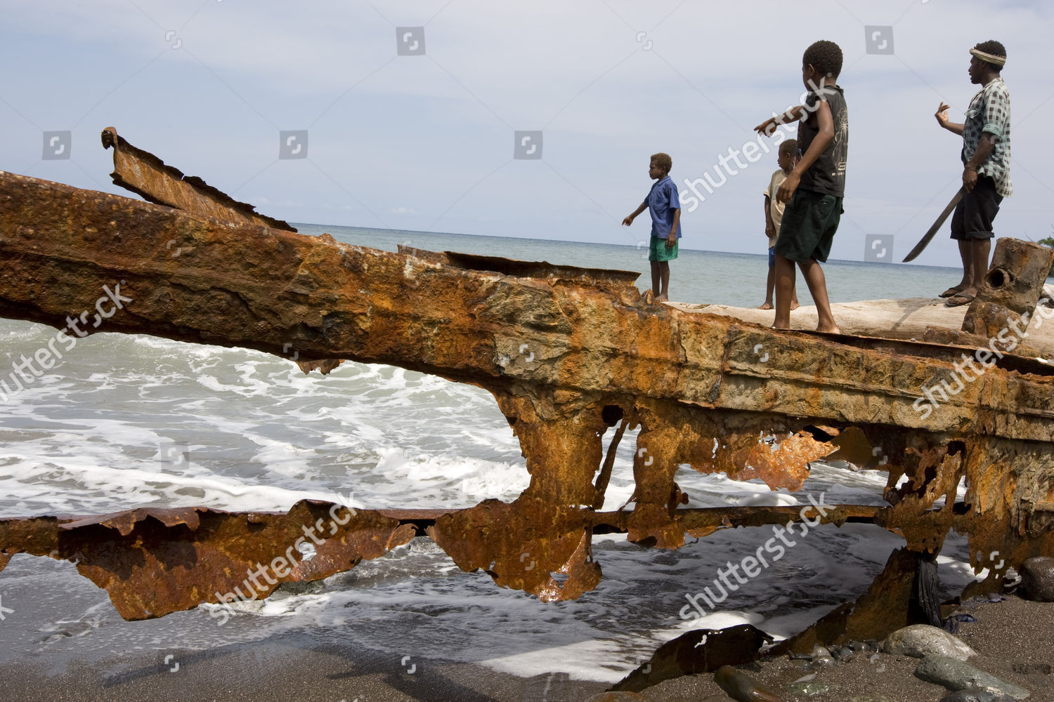 Grounded Rusting Pontoon Barge Used Logging Editorial Stock Photo ...