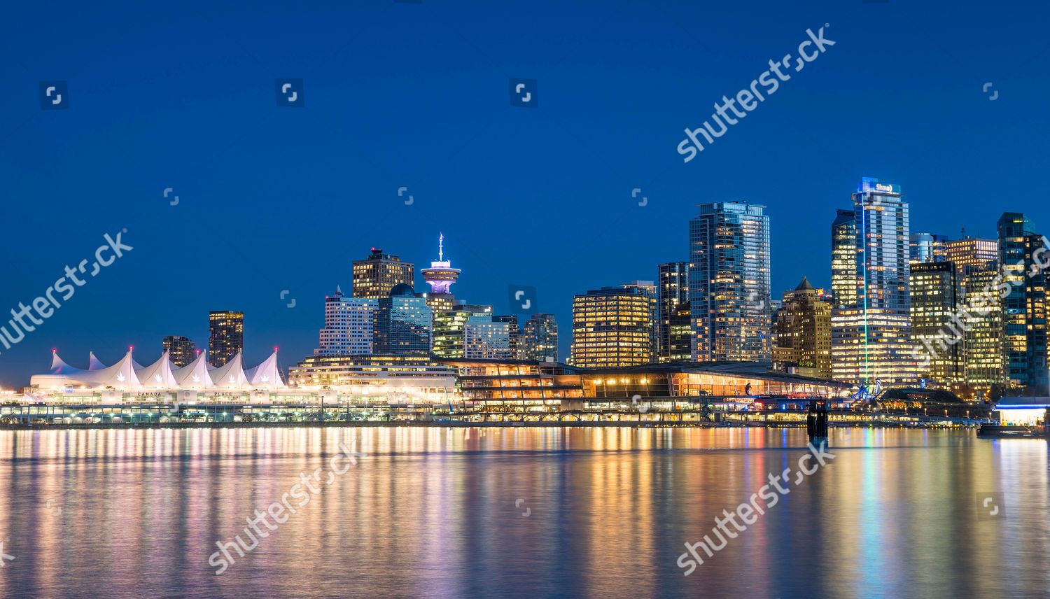 Skyline Skyscraper Canada Place Night View Editorial Stock Photo ...