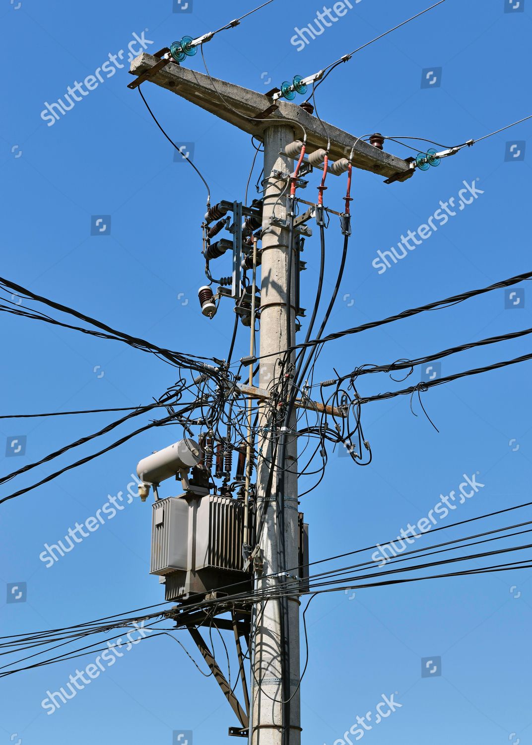 Utility Pole Overhead Power Lines Transformer Editorial Stock Photo ...