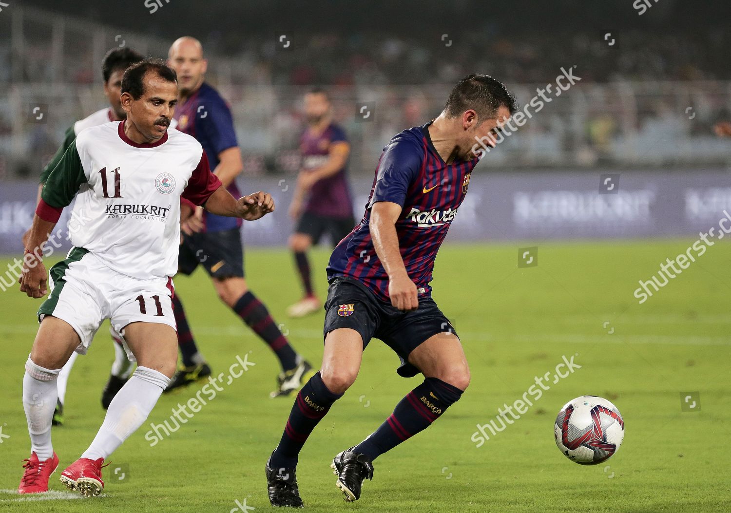 Fc Barcelonas Javier Saviola R Action Editorial Stock Photo - Stock ...