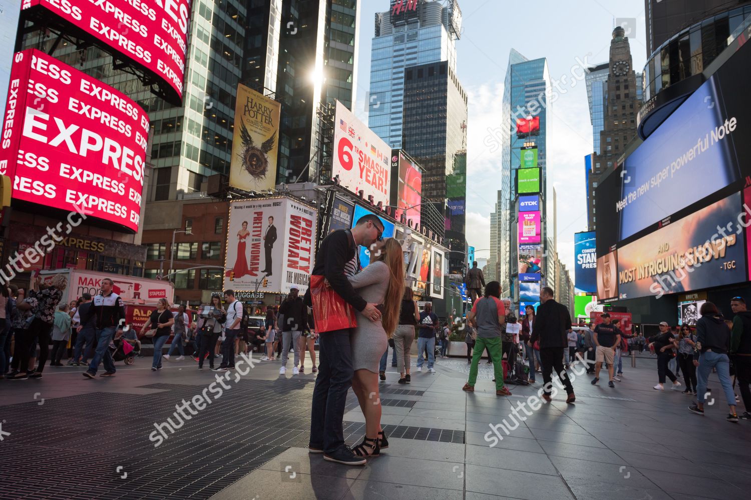 Two People Kiss Times Square Editorial Stock Photo - Stock Image ...