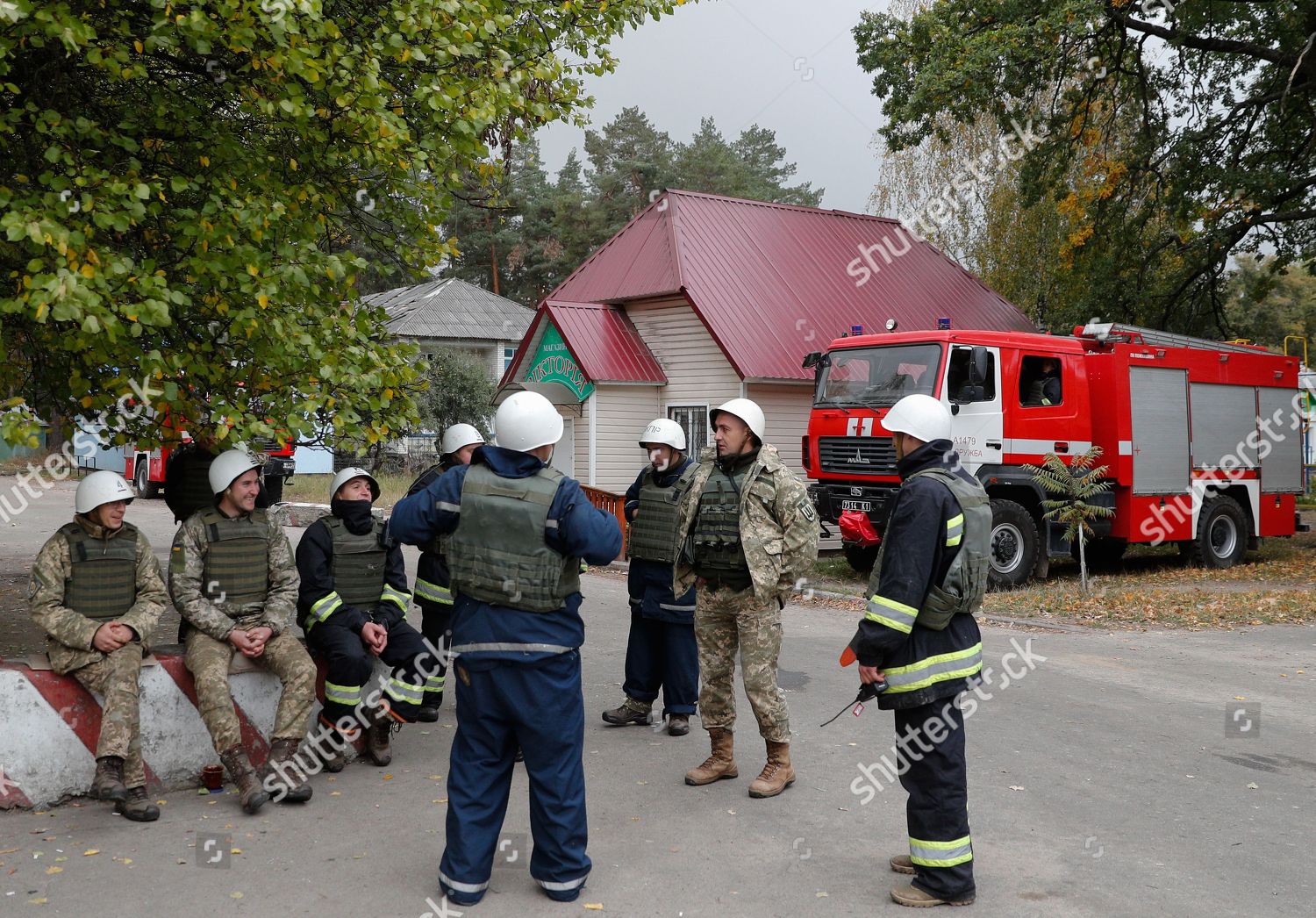 Ukrainian Soldiers Firemen Wait Entrance Ammunition Editorial Stock ...