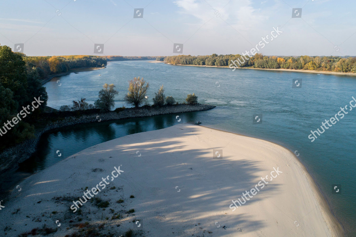 Sandbank River Danube Visible Because Low Editorial Stock Photo - Stock ...